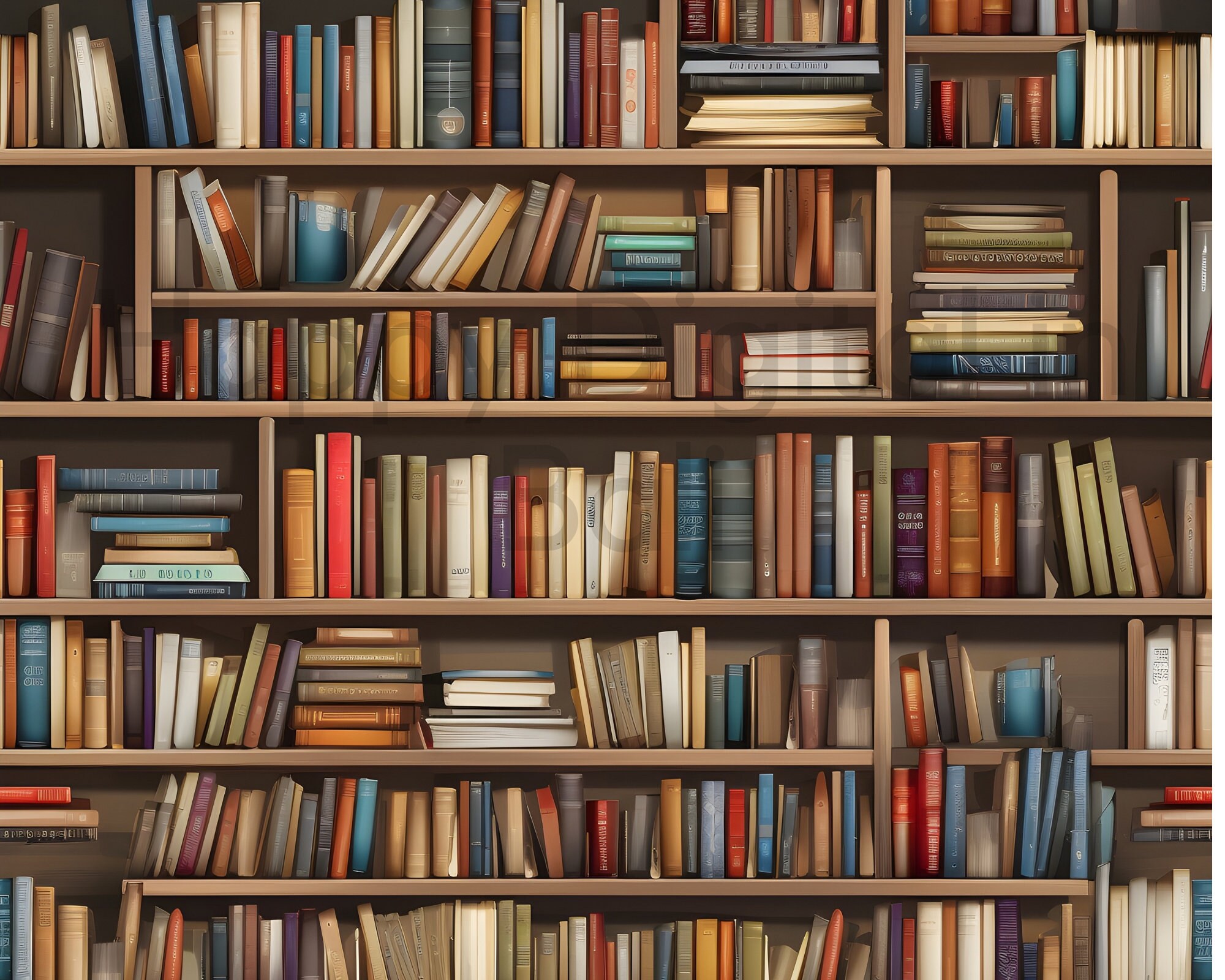 Bookshelf - 10 Seamless Patterns. 12'x12', 300dpi - Seamless Digital ...