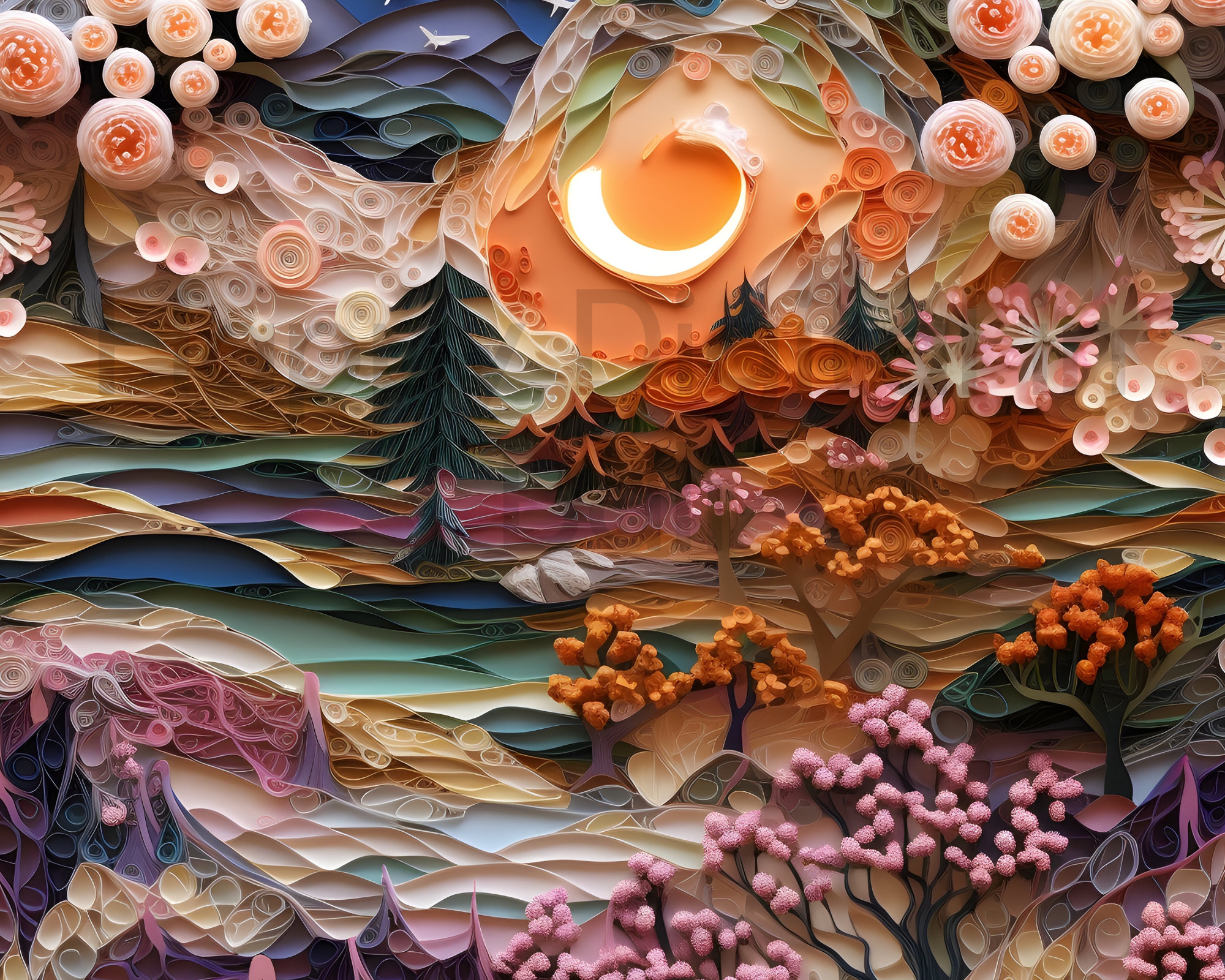 Quilled Landscapes - 10 Seamless Patterns, 12'x12', 300dpi - Seamless ...