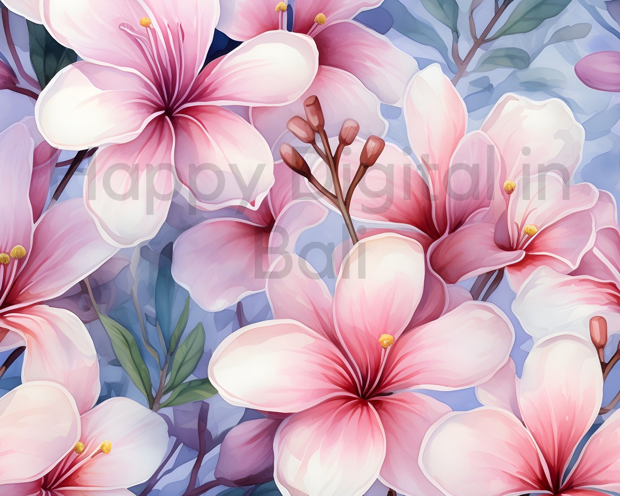 Watercolor Frangipani - 10 Seamless Patterns, 12'x12', 300dpi ...