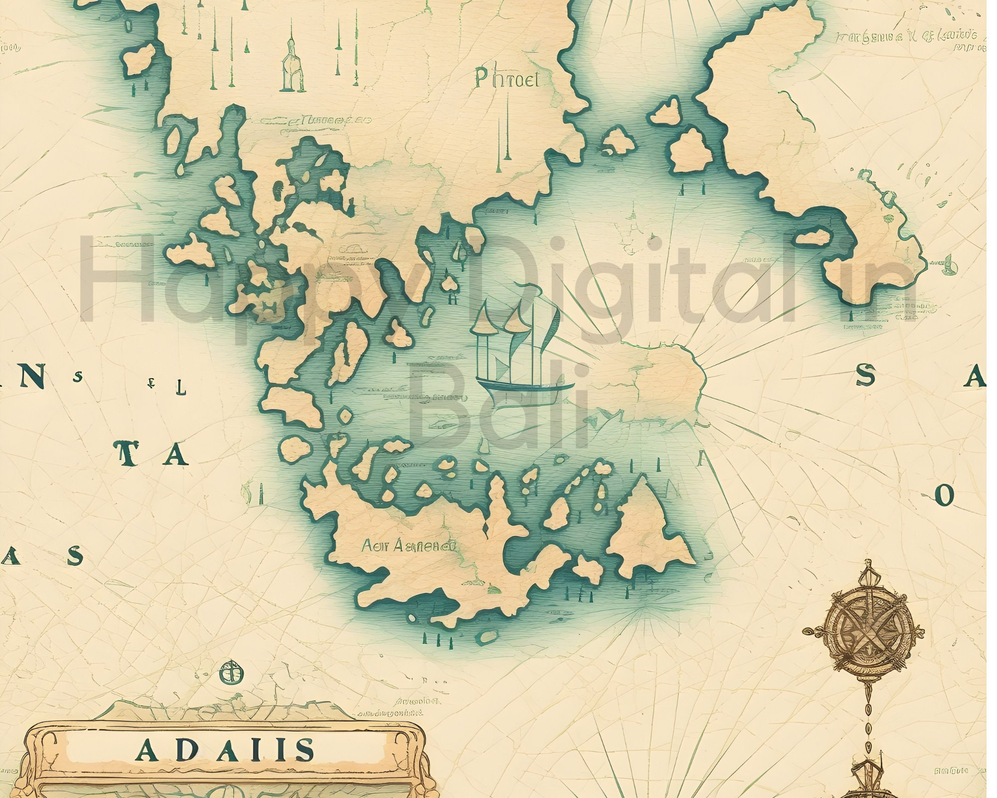 Vintage Fantasy Maps - 10 Seamless Patterns. 12'x12', 300dpi - Seamless ...