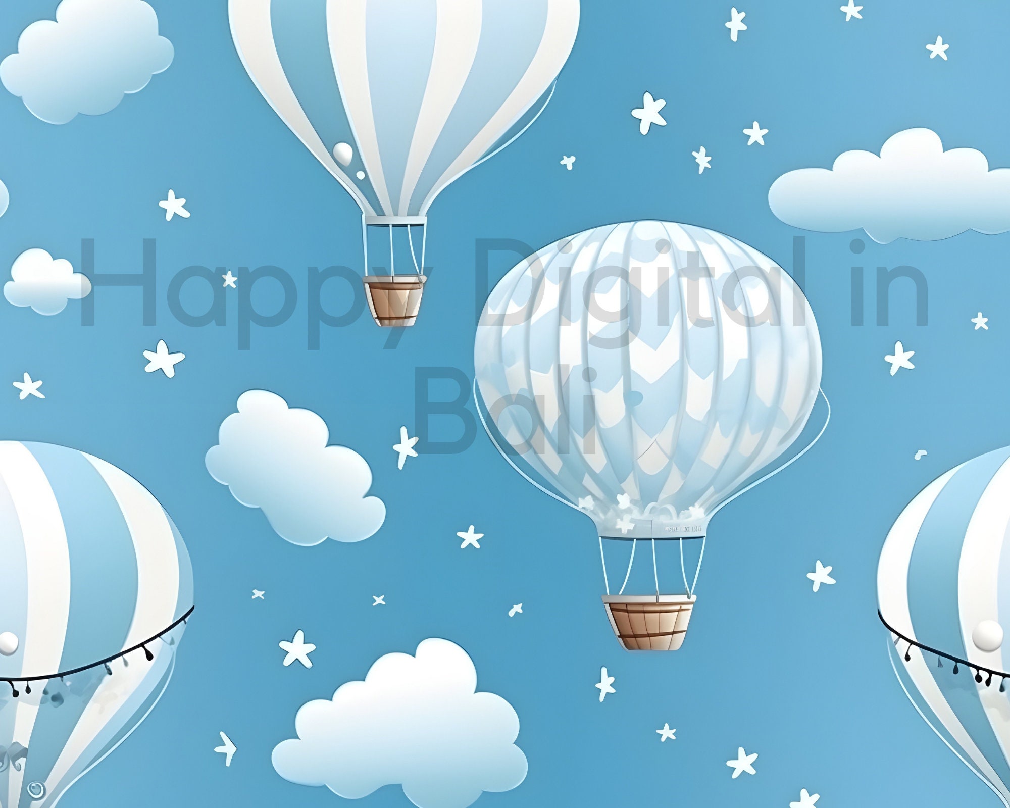 Hot Air Balloons 10 Seamless Patterns, 12'x12', 300dpi Seamless Digital ...