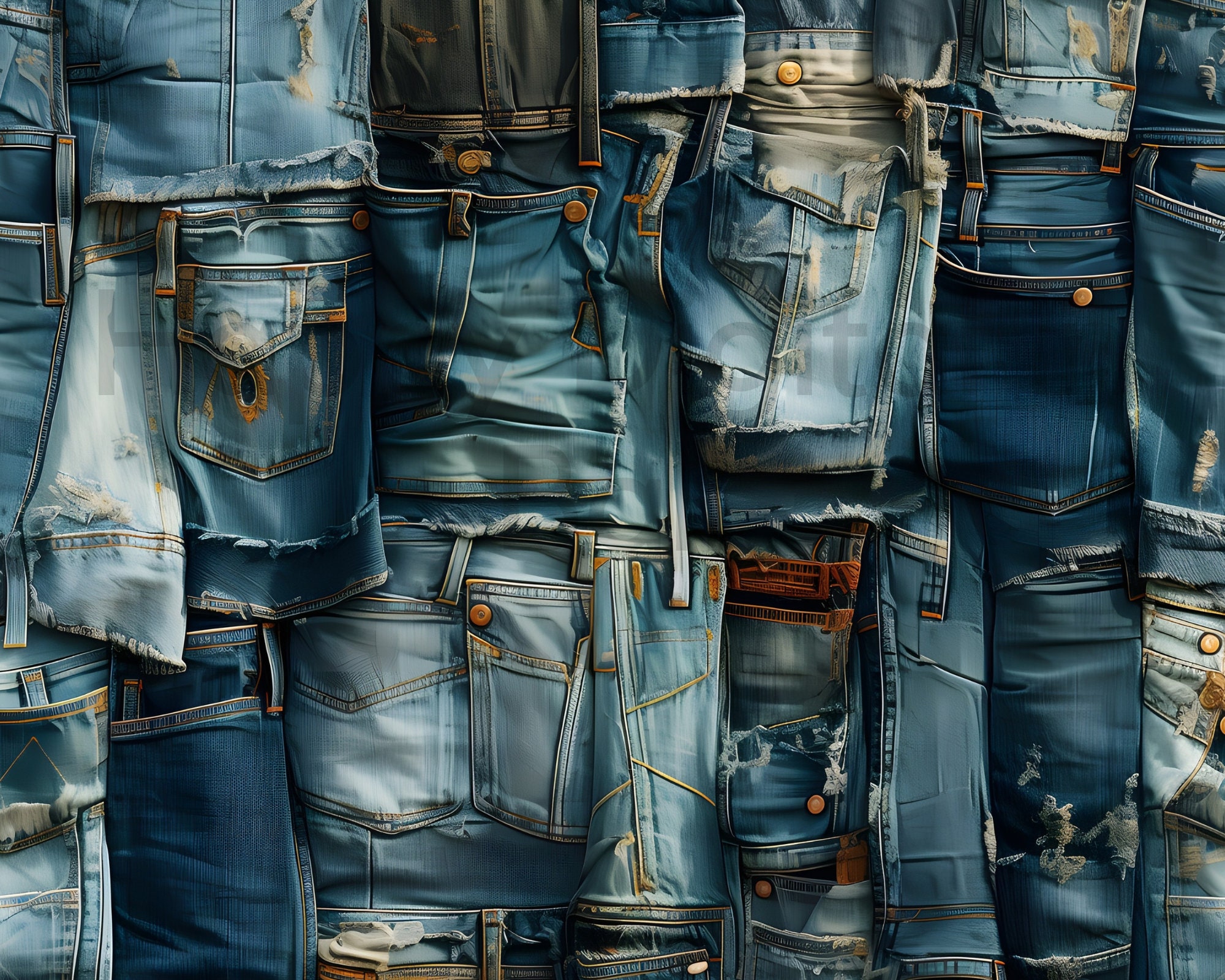 Denim Jeans Textures - 10 Seamless Patterns, 12'x12', 300dpi - Seamless ...