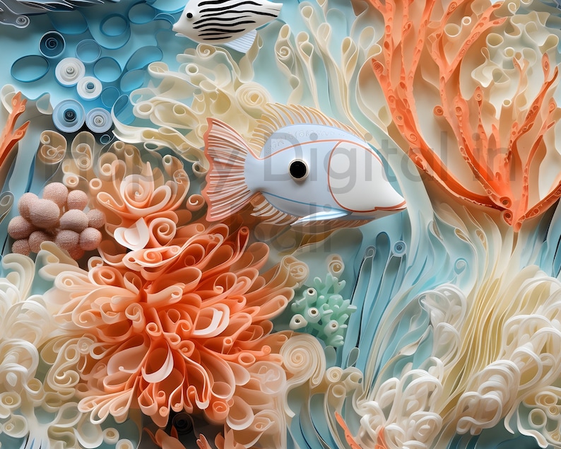 Quilled Ocean Life - 10 Seamless Patterns, 12'x12', 300dpi - Seamless ...