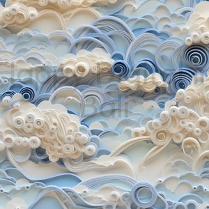 Quilled Clouds - 10 Seamless Patterns, 12'x12', 300dpi - Seamless ...