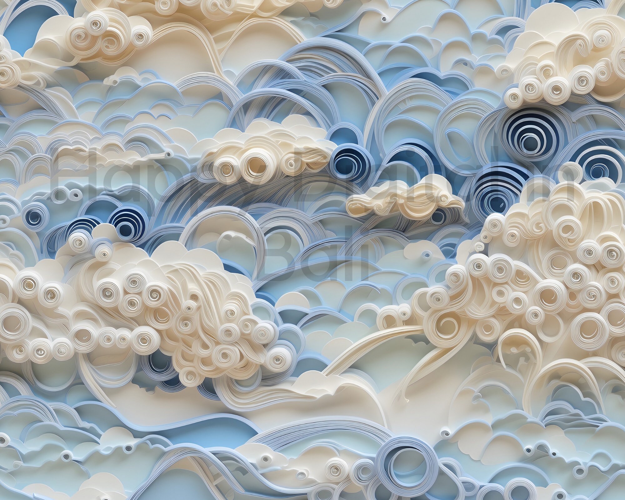Quilled Clouds - 10 Seamless Patterns, 12'x12', 300dpi - Seamless ...