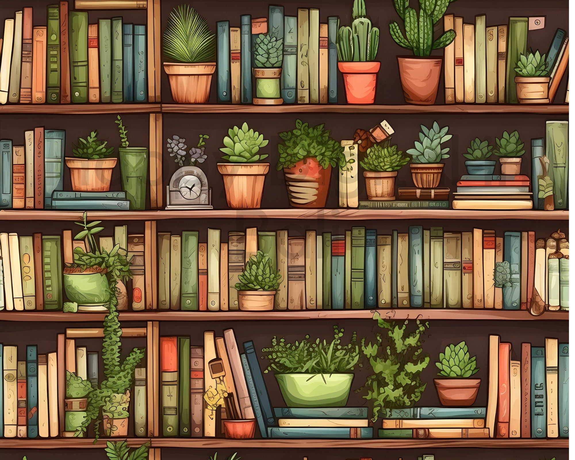 Bookshelf - 10 Seamless Patterns. 12'x12', 300dpi - Seamless Digital ...