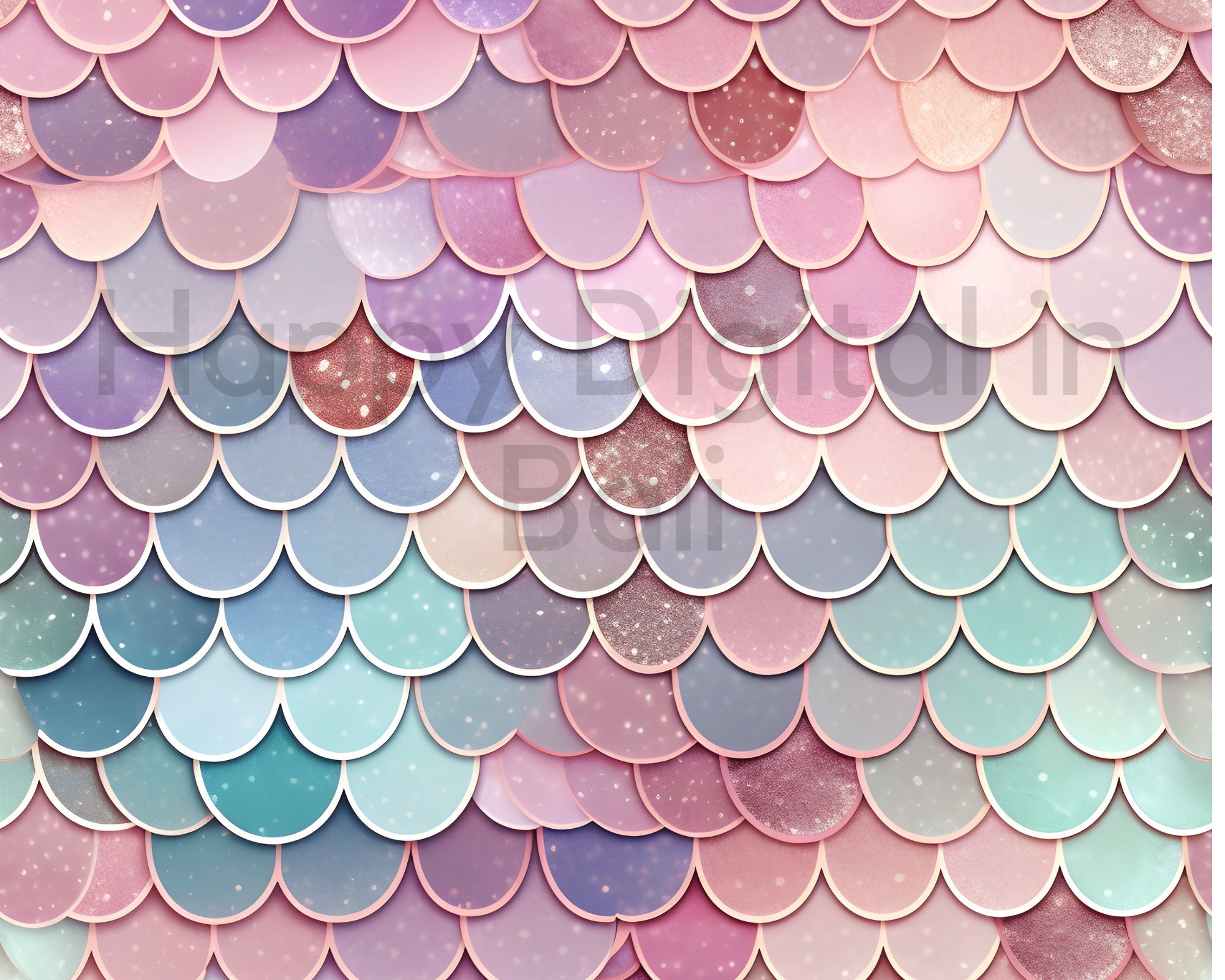 3D Glitter Mermaid Scales - 10 Seamless Patterns, 12'x12', 300dpi ...