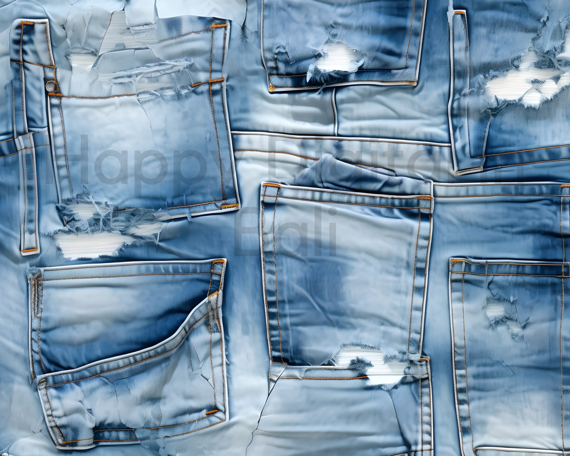 Denim Jeans Textures - 10 Seamless Patterns, 12'x12', 300dpi - Seamless ...