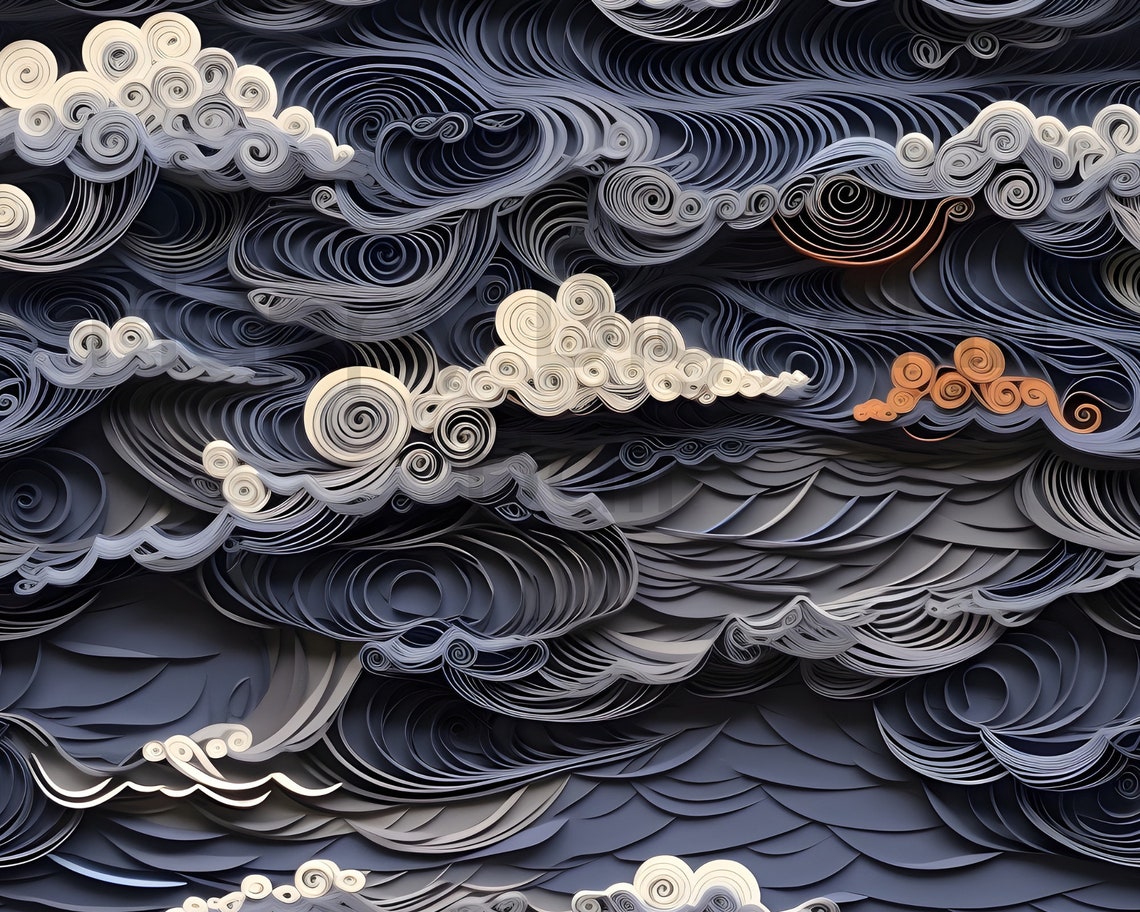 Quilled Clouds - 10 Seamless Patterns, 12'x12', 300dpi - Seamless ...