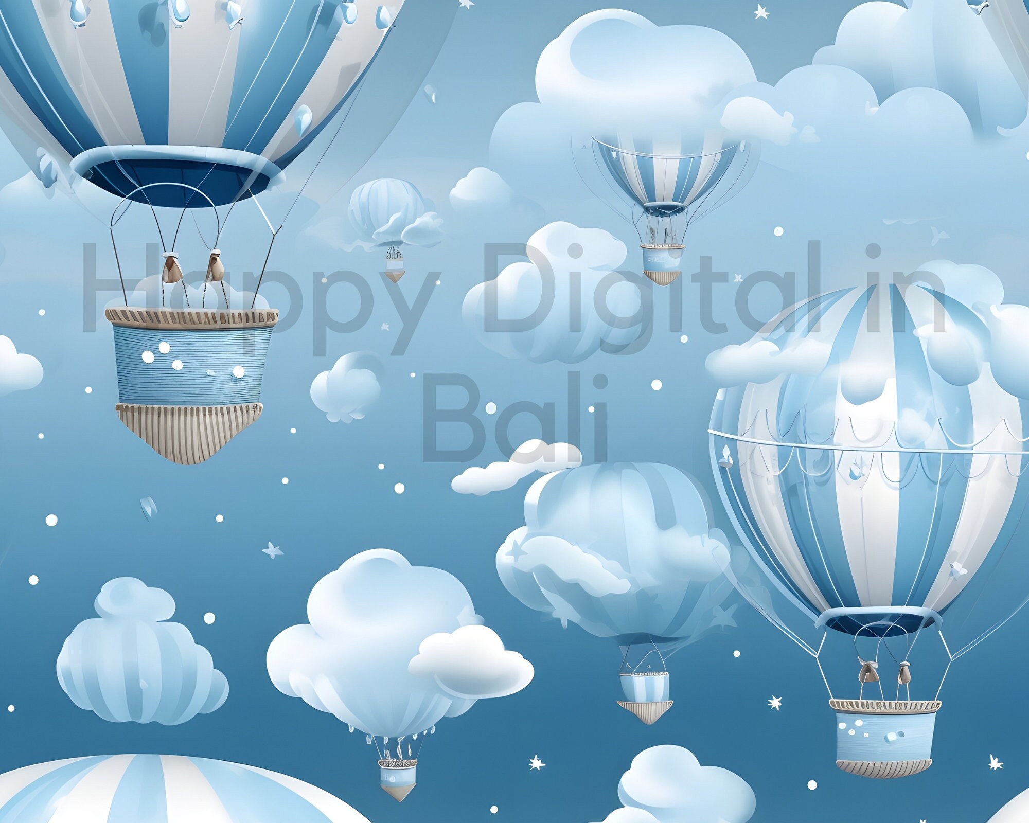 Hot Air Balloons 10 Seamless Patterns, 12'x12', 300dpi Seamless Digital ...