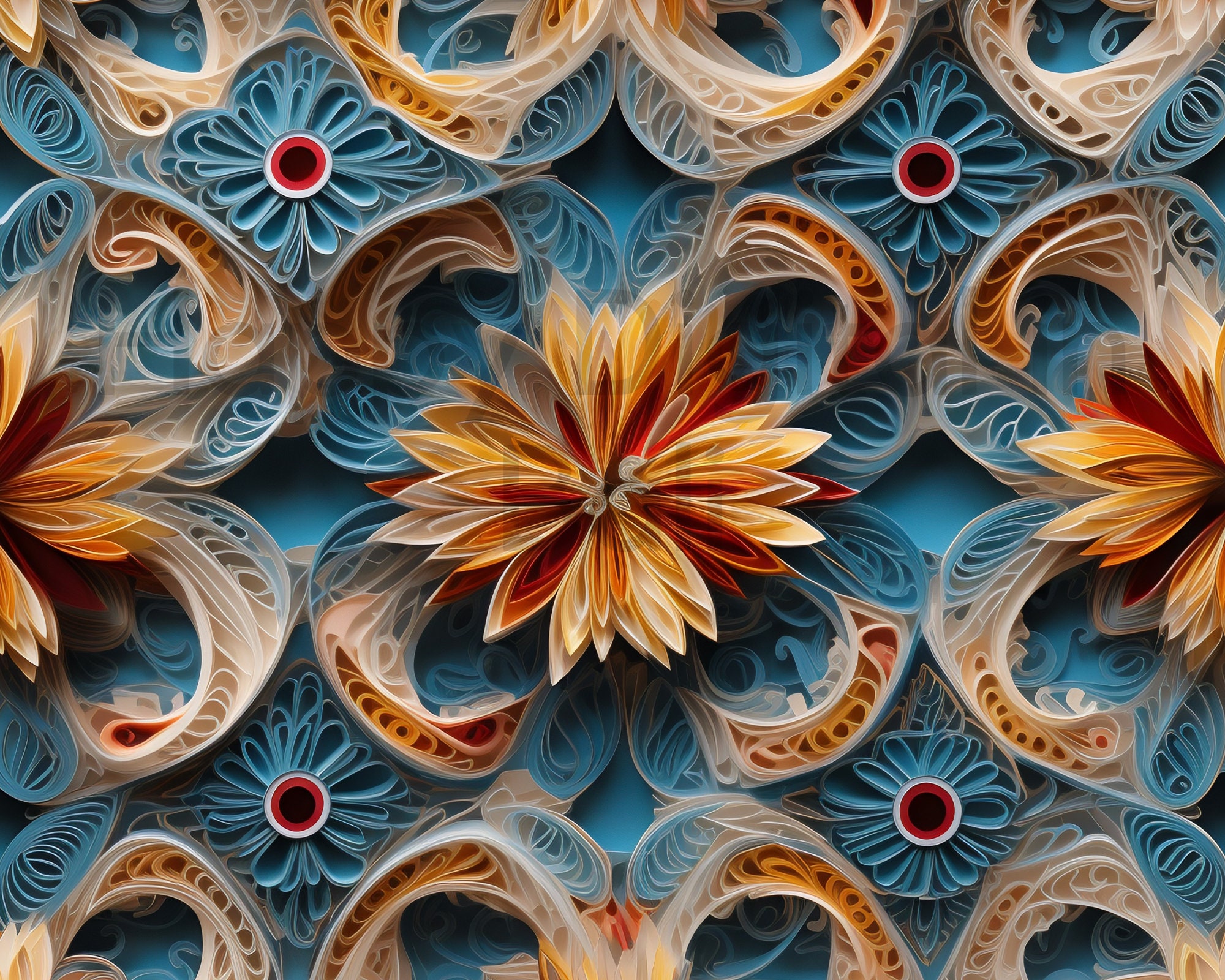 Quilled Mandalas - 10 Seamless Patterns, 12'x12', 300dpi - Seamless ...