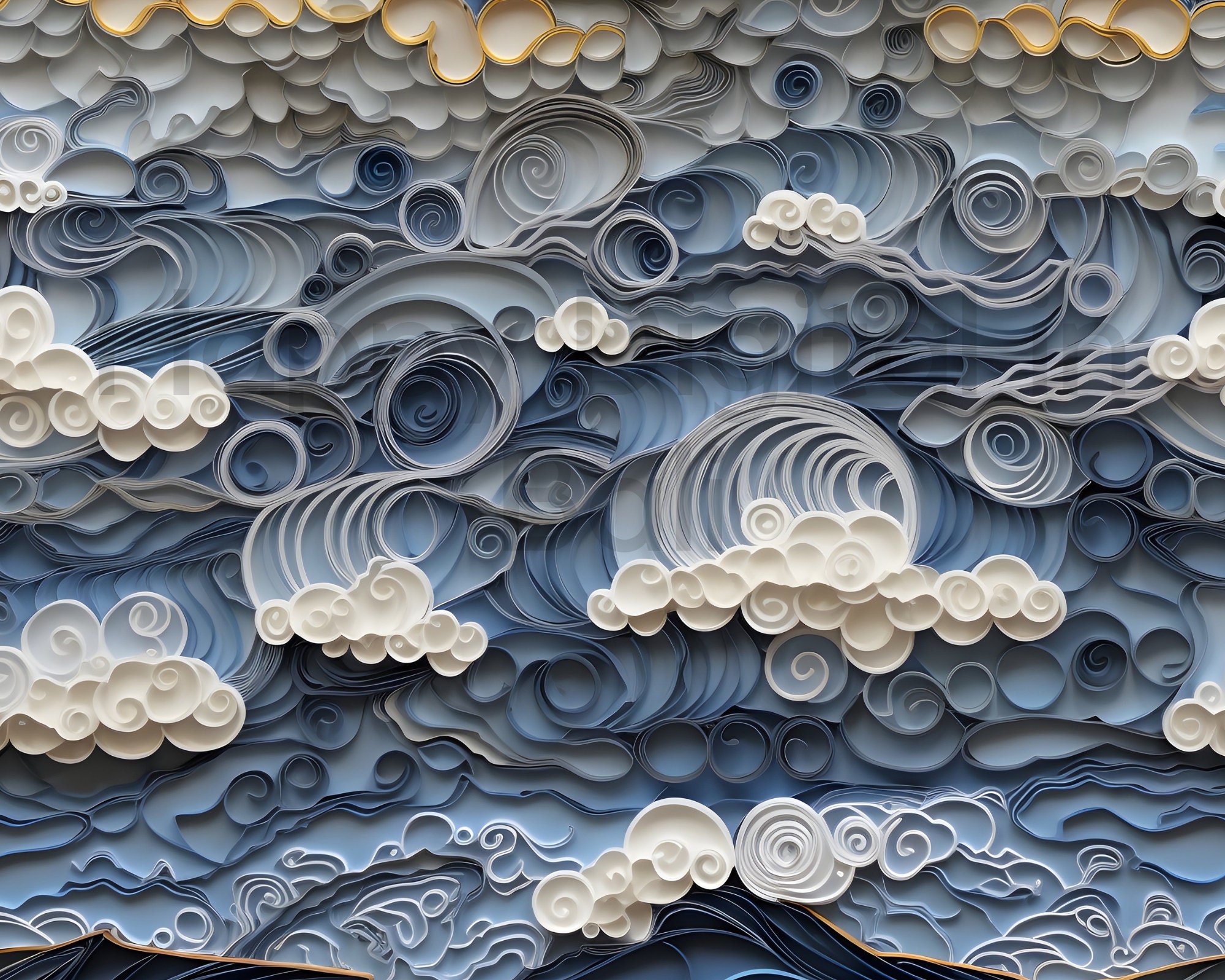 Quilled Clouds - 10 Seamless Patterns, 12'x12', 300dpi - Seamless ...