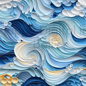 Quilled Ocean Waves - 10 Seamless Patterns, 12'x12', 300dpi - Seamless ...