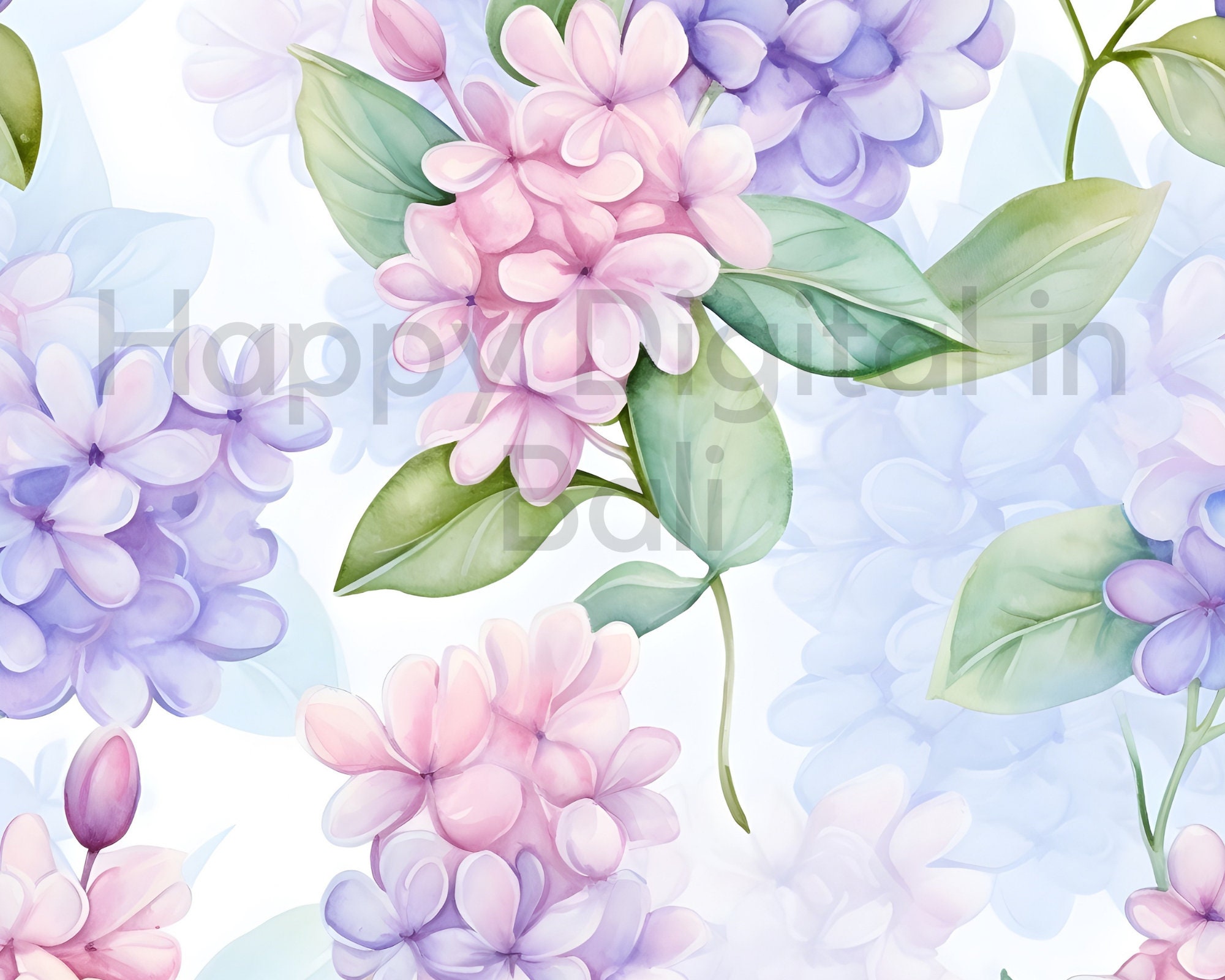 Watercolor Lilacs 10 Seamless Patterns, 12'x12', 300dpi Seamless ...