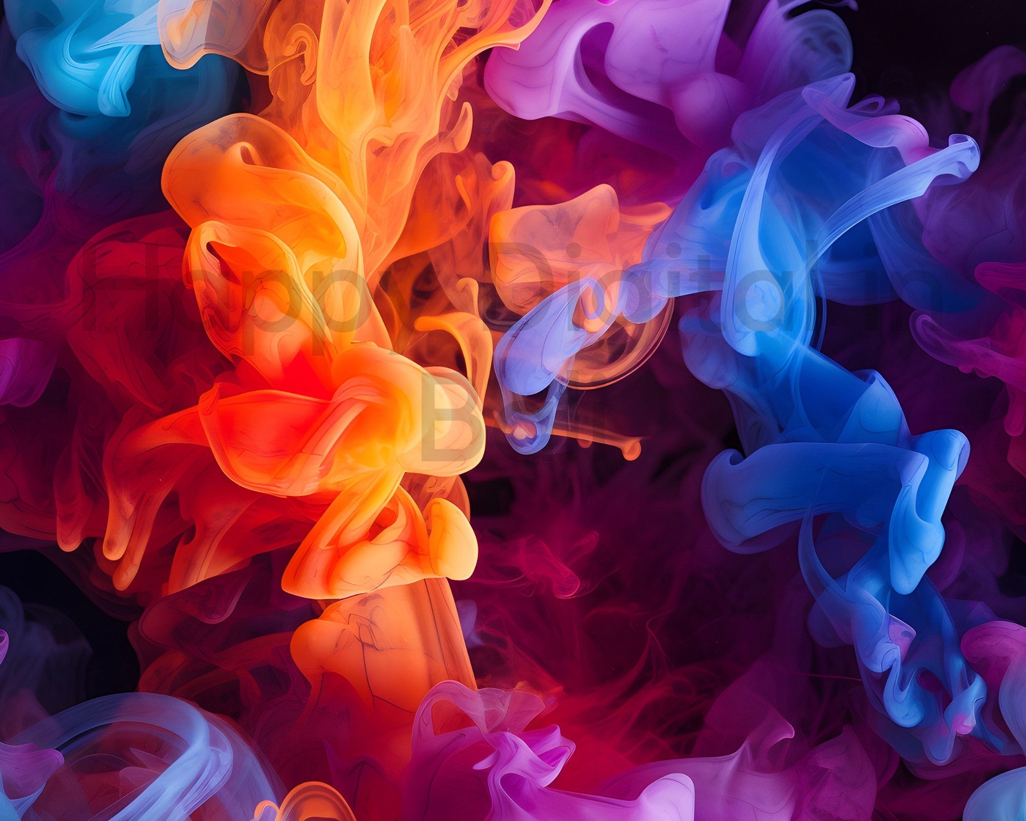 Rainbow Smoke 10 Seamless Patterns, 12'x12', 300dpi Seamless Digital ...