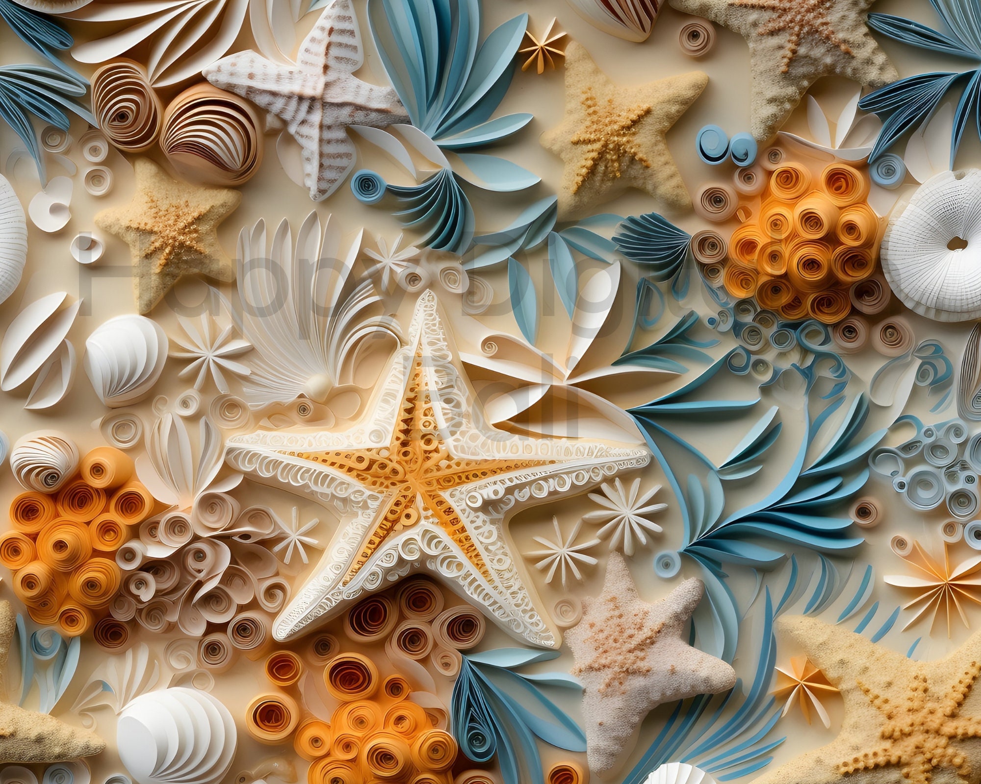 Quilled Seaside Beach - 10 Seamless Patterns, 12'x12', 300dpi ...