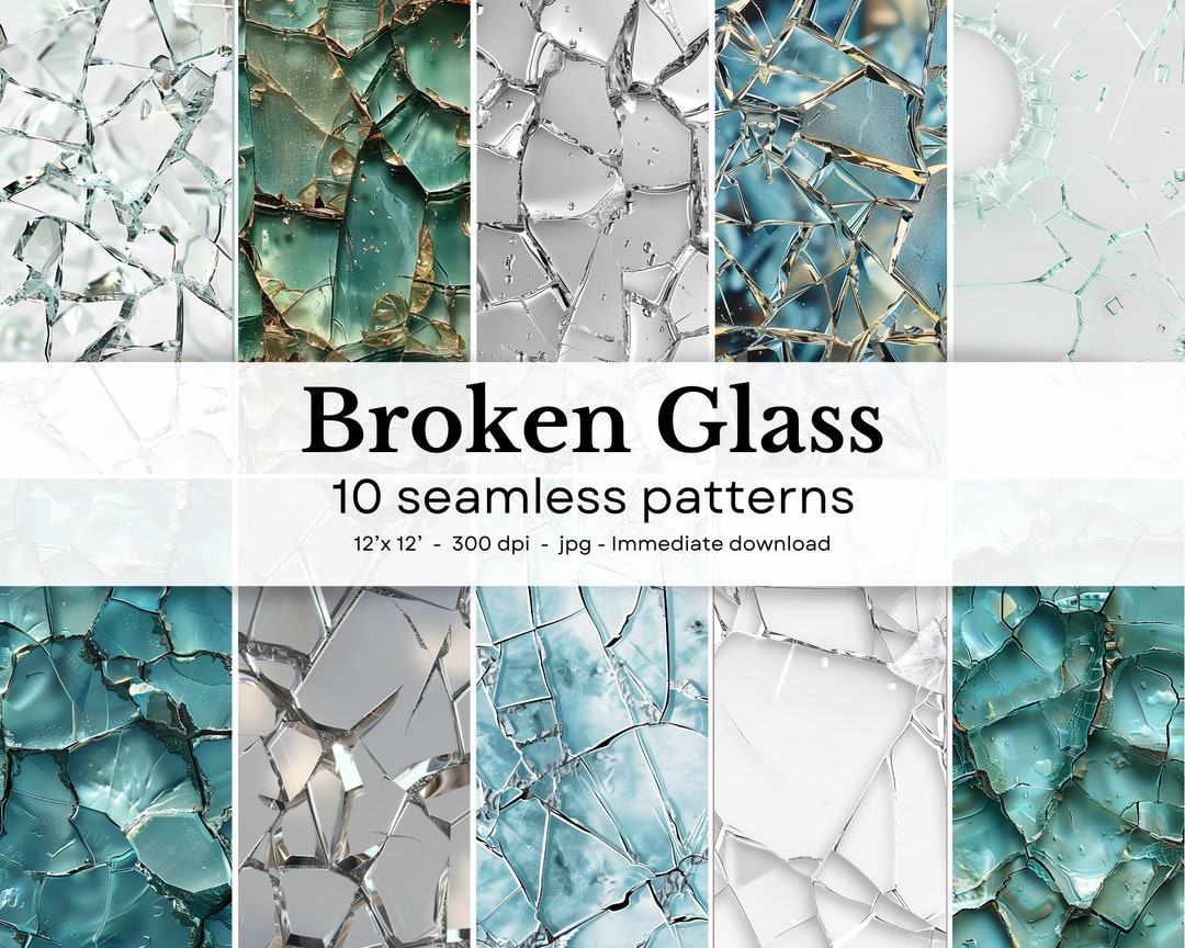Broken Glass - 10 Seamless Patterns, 12'x12', 300dpi - Seamless Digital ...