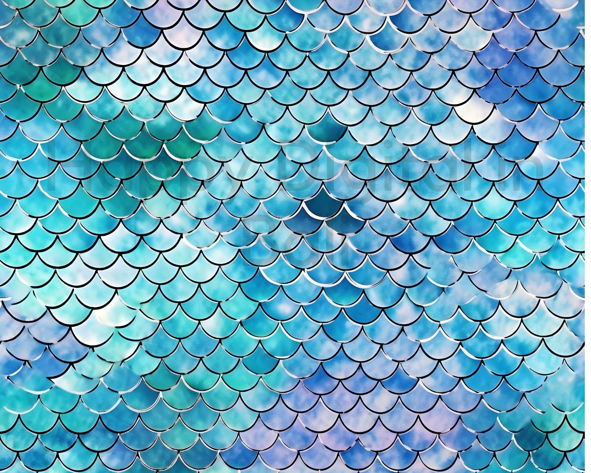 3D Glitter Mermaid Scales 10 Seamless Patterns, 12'x12', 300dpi ...