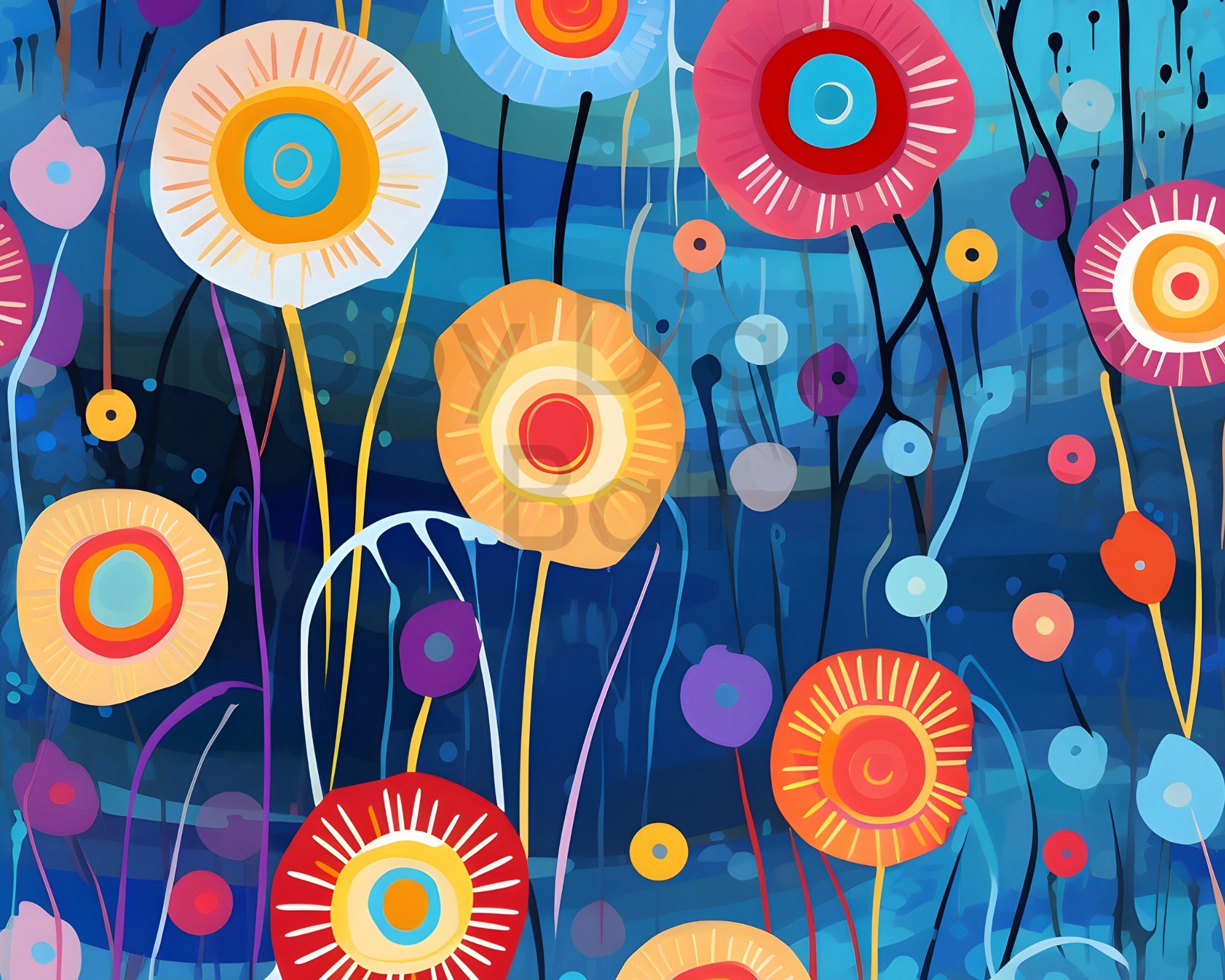 Flowers Inspired by Kandinsky - 10 Seamless Patterns, 12'x12', 300dpi ...