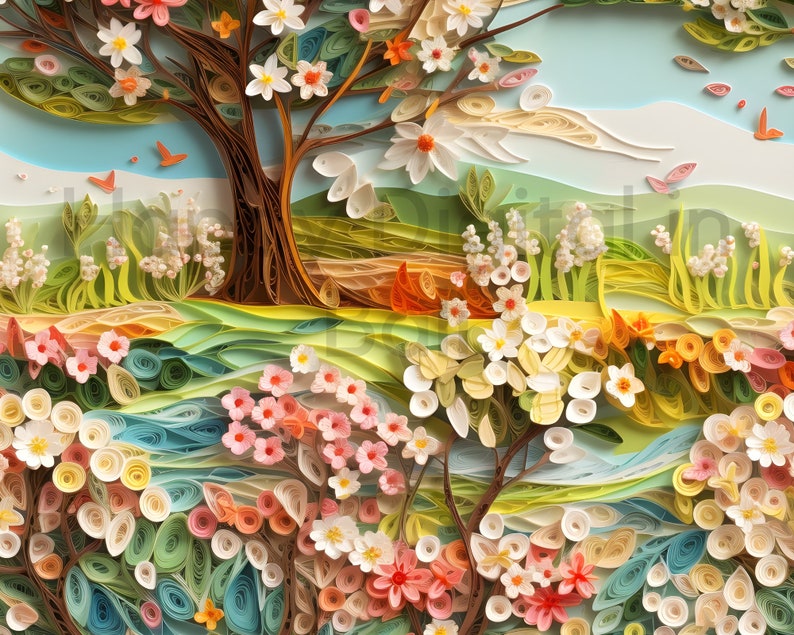 Quilled Landscapes - 10 Seamless Patterns, 12'x12', 300dpi - Seamless ...