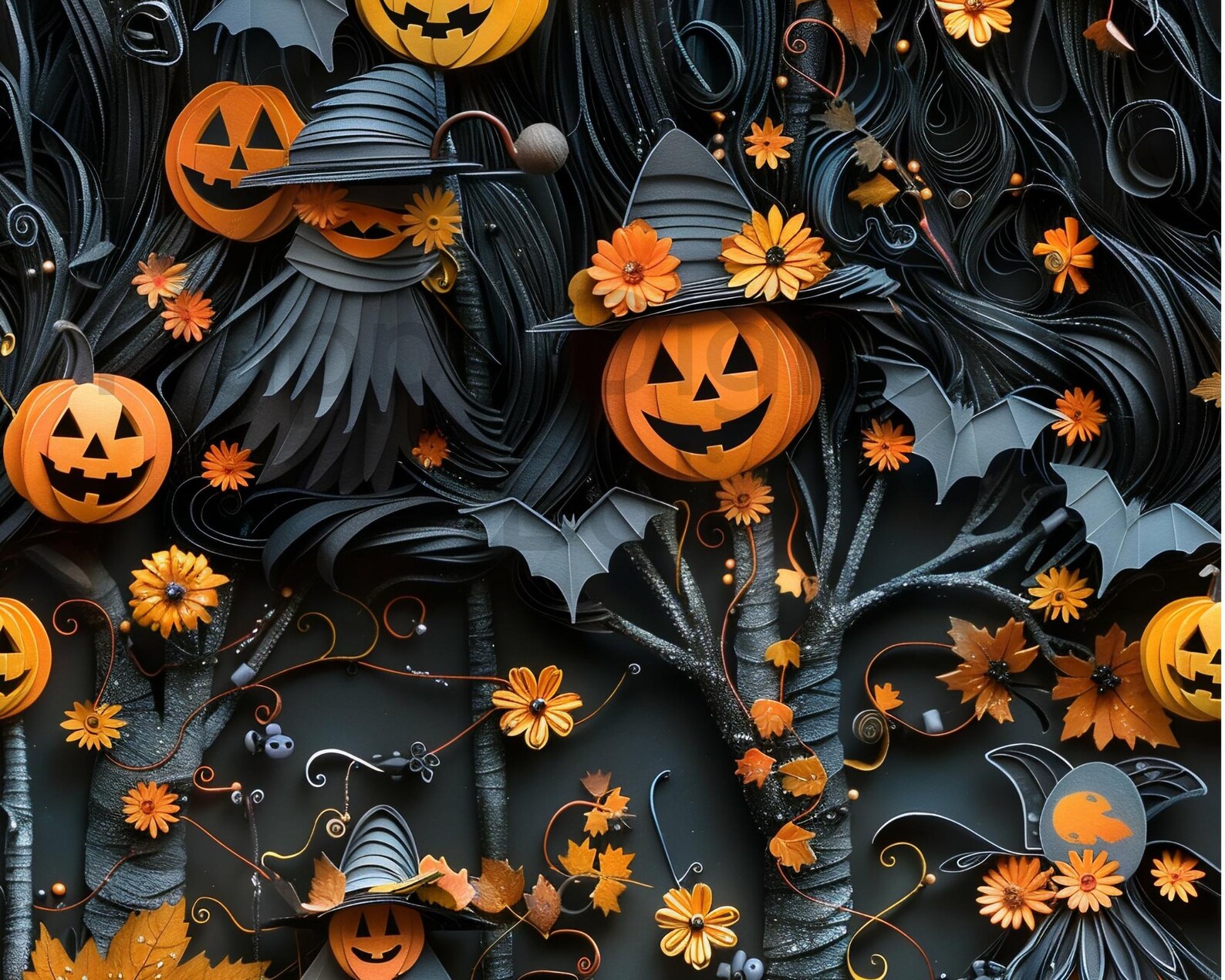 Quilled Halloween - 10 Seamless Patterns, 12'x12', 300dpi - Seamless ...