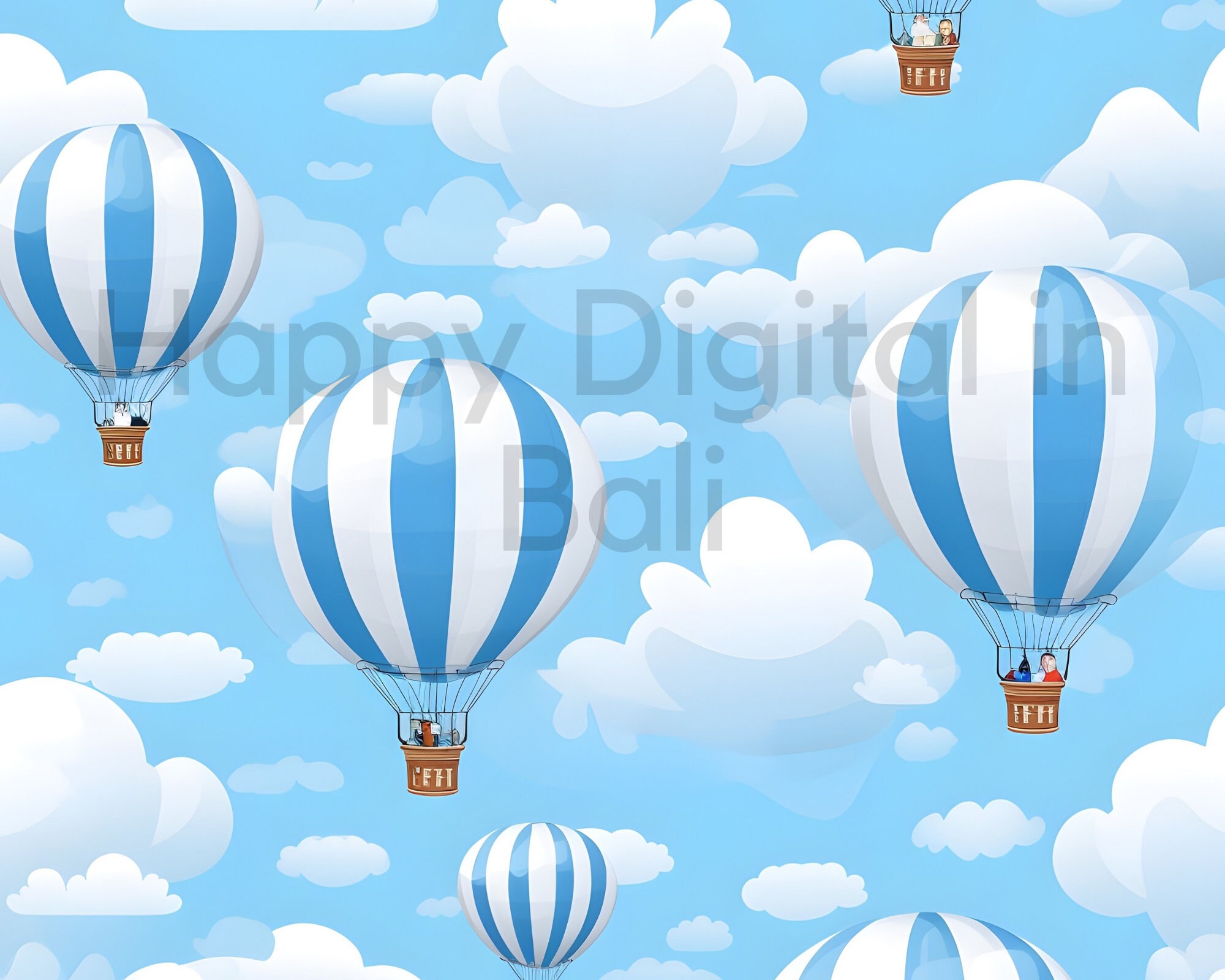 Hot Air Balloons 10 Seamless Patterns, 12'x12', 300dpi Seamless Digital ...