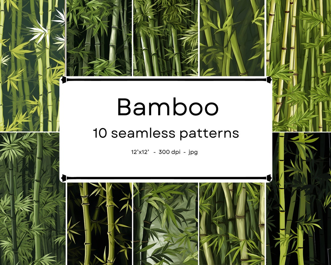 Bamboo - 10 Seamless Patterns. 12'x12', 300dpi - Seamless Digital Paper ...