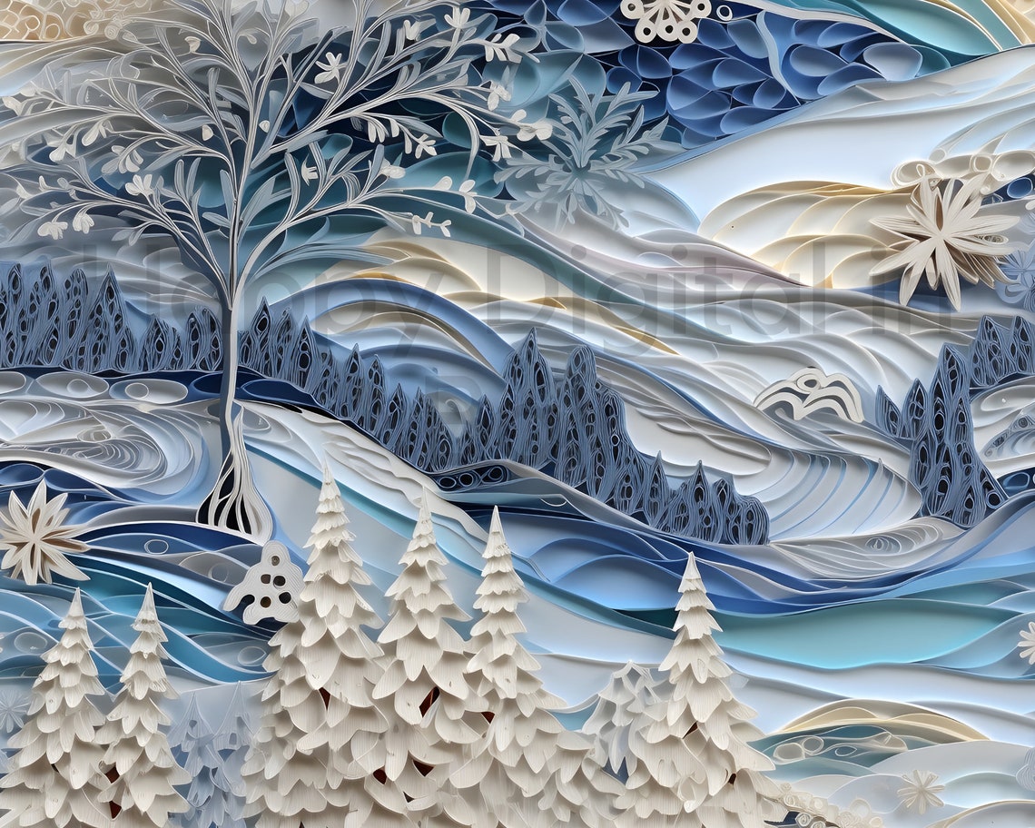Quilled Landscapes - 10 Seamless Patterns, 12'x12', 300dpi - Seamless ...