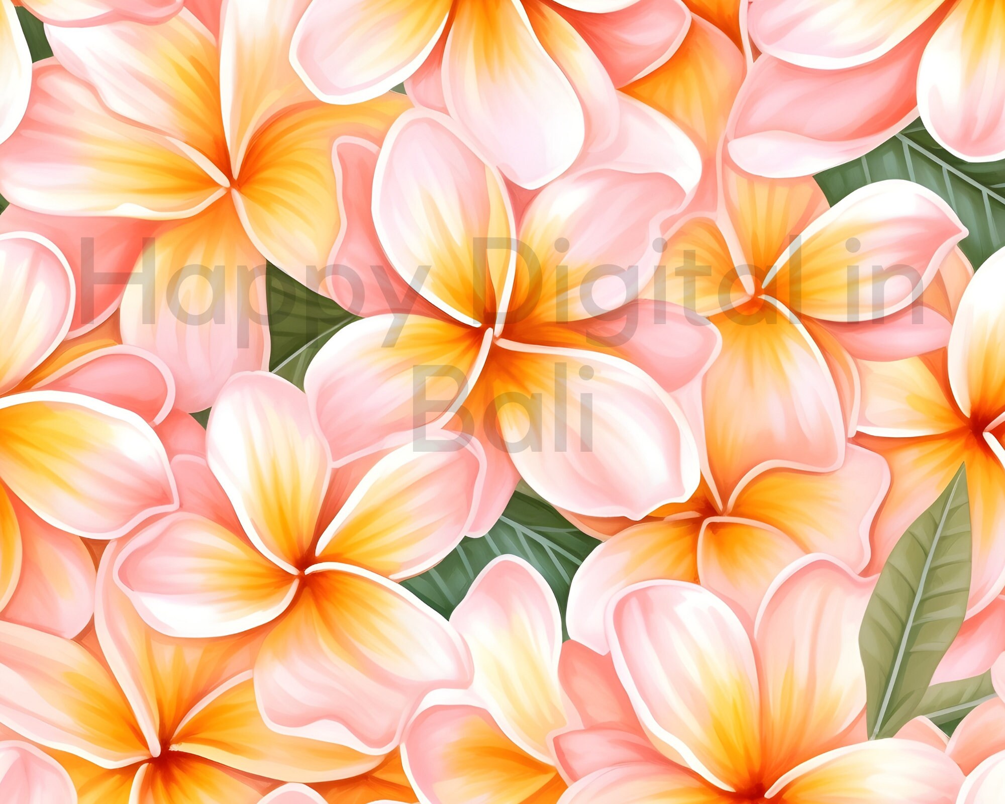 Watercolor Frangipani - 10 Seamless Patterns, 12'x12', 300dpi ...