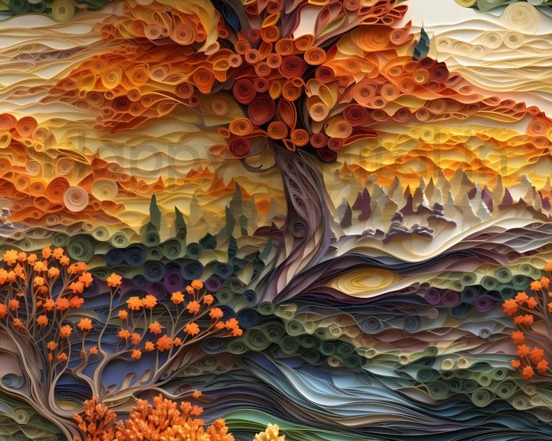 Quilled Landscapes - 10 Seamless Patterns, 12'x12', 300dpi - Seamless ...