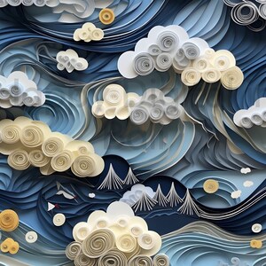 Quilled Clouds - 10 Seamless Patterns, 12'x12', 300dpi - Seamless ...