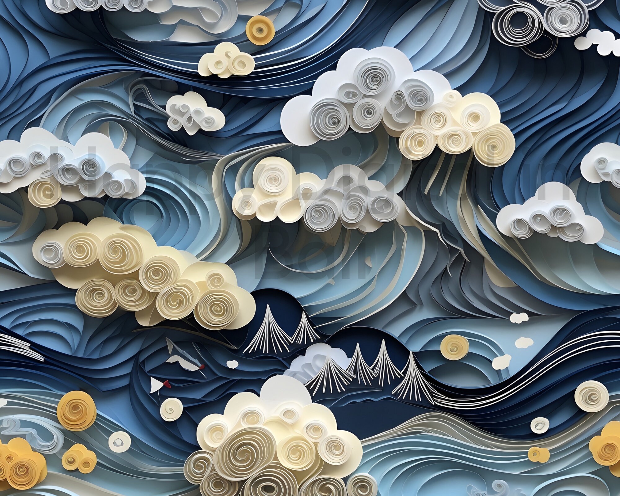 Quilled Clouds - 10 Seamless Patterns, 12'x12', 300dpi - Seamless ...