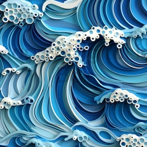 Quilled Ocean Waves - 10 Seamless Patterns, 12'x12', 300dpi - Seamless ...