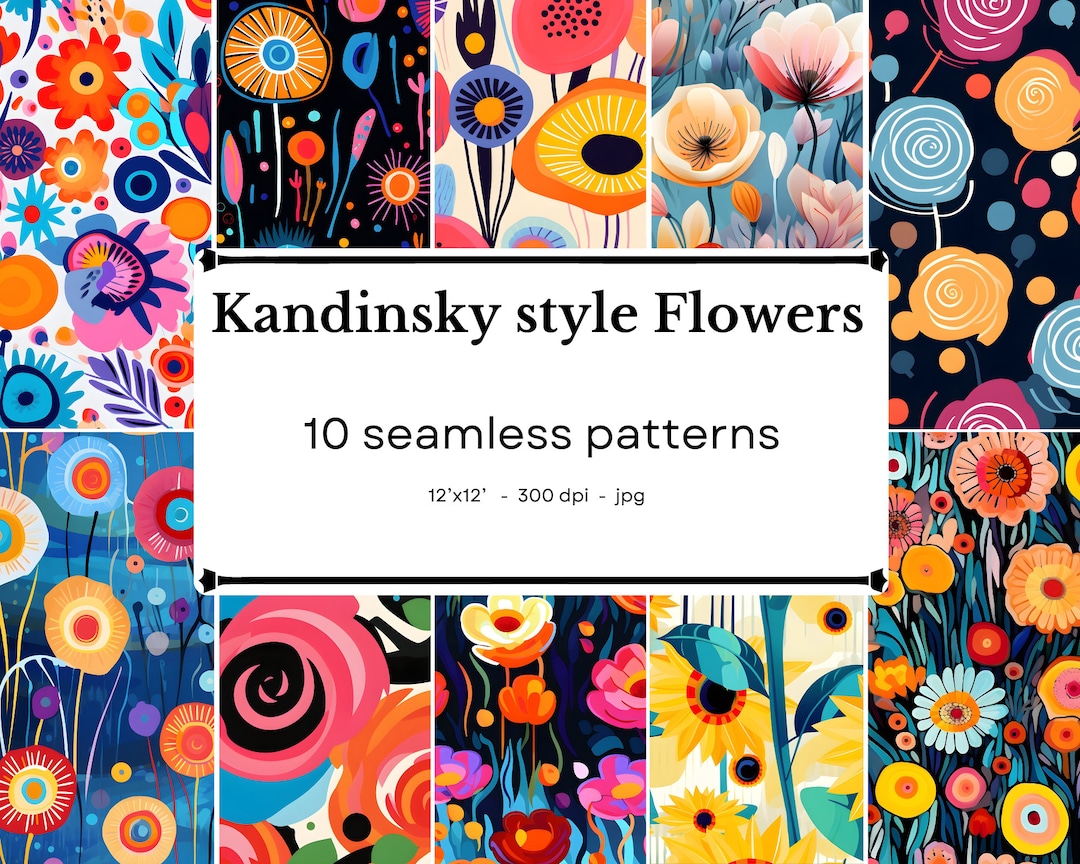 Flowers Inspired by Kandinsky - 10 Seamless Patterns, 12'x12', 300dpi ...