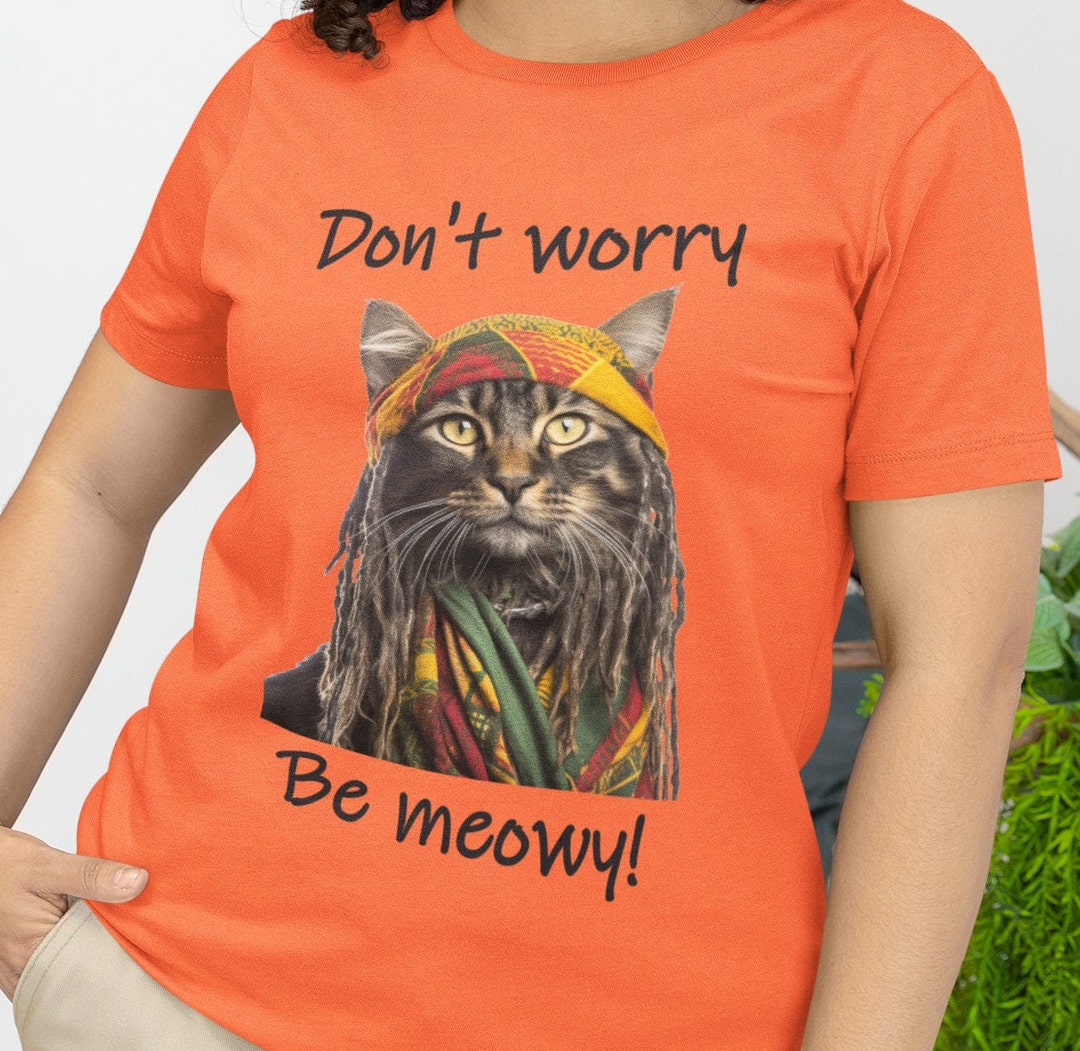 Don't Worry, Be Meowy: Happy Jamaican Cat T-shirt - Embrace the Reggae ...