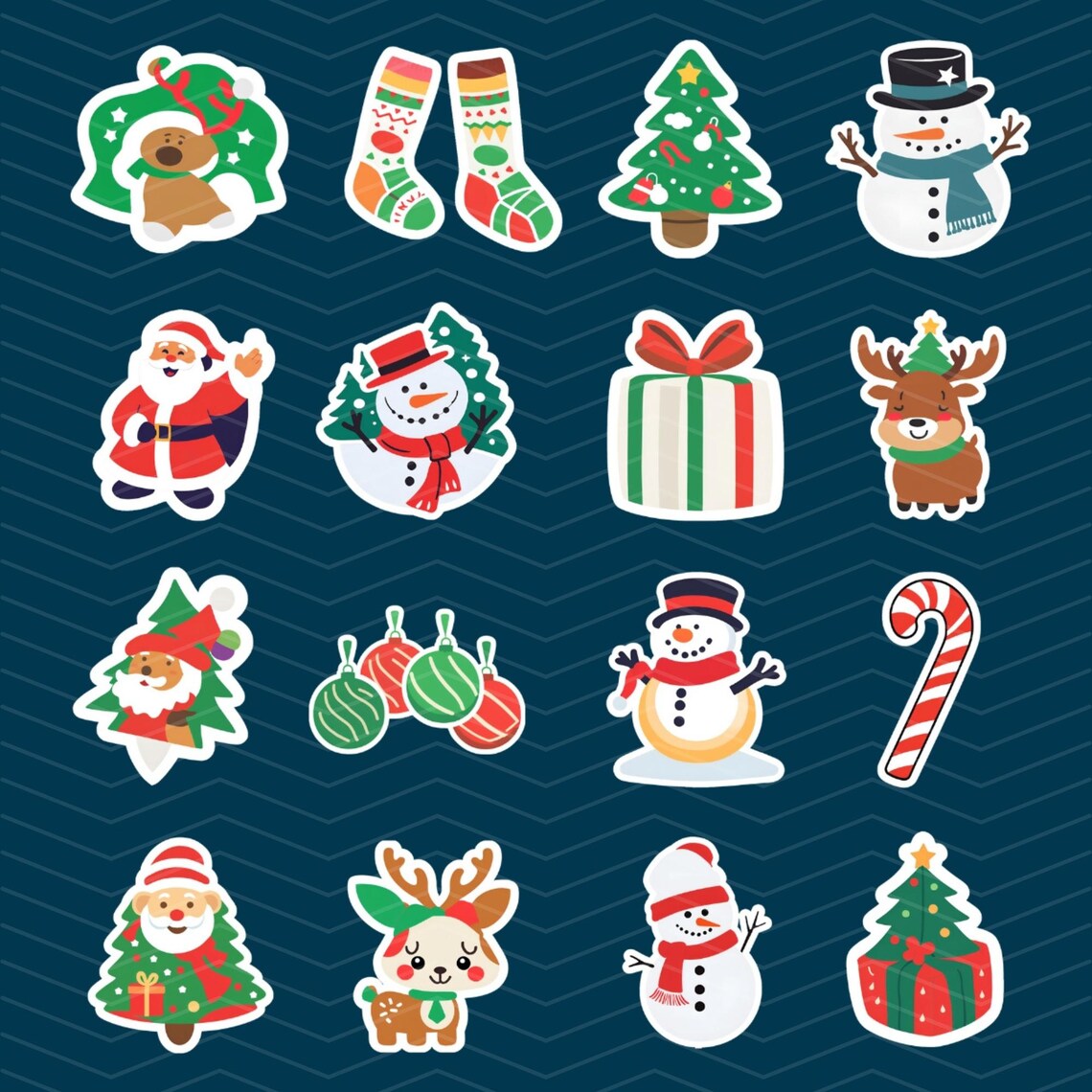 Christmas Printable Stickers PNG Cartoon Santa Printable Sticker Pack ...