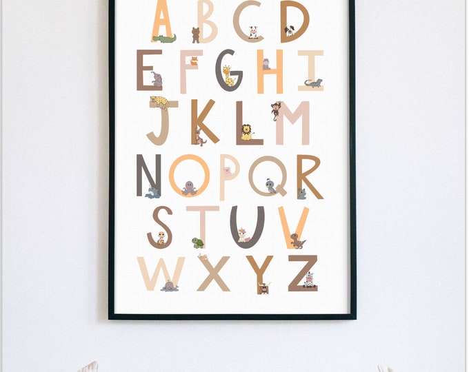 Nursery Neutral Animal ABCS Personalized Wall Art, Nursery Wall Art ...