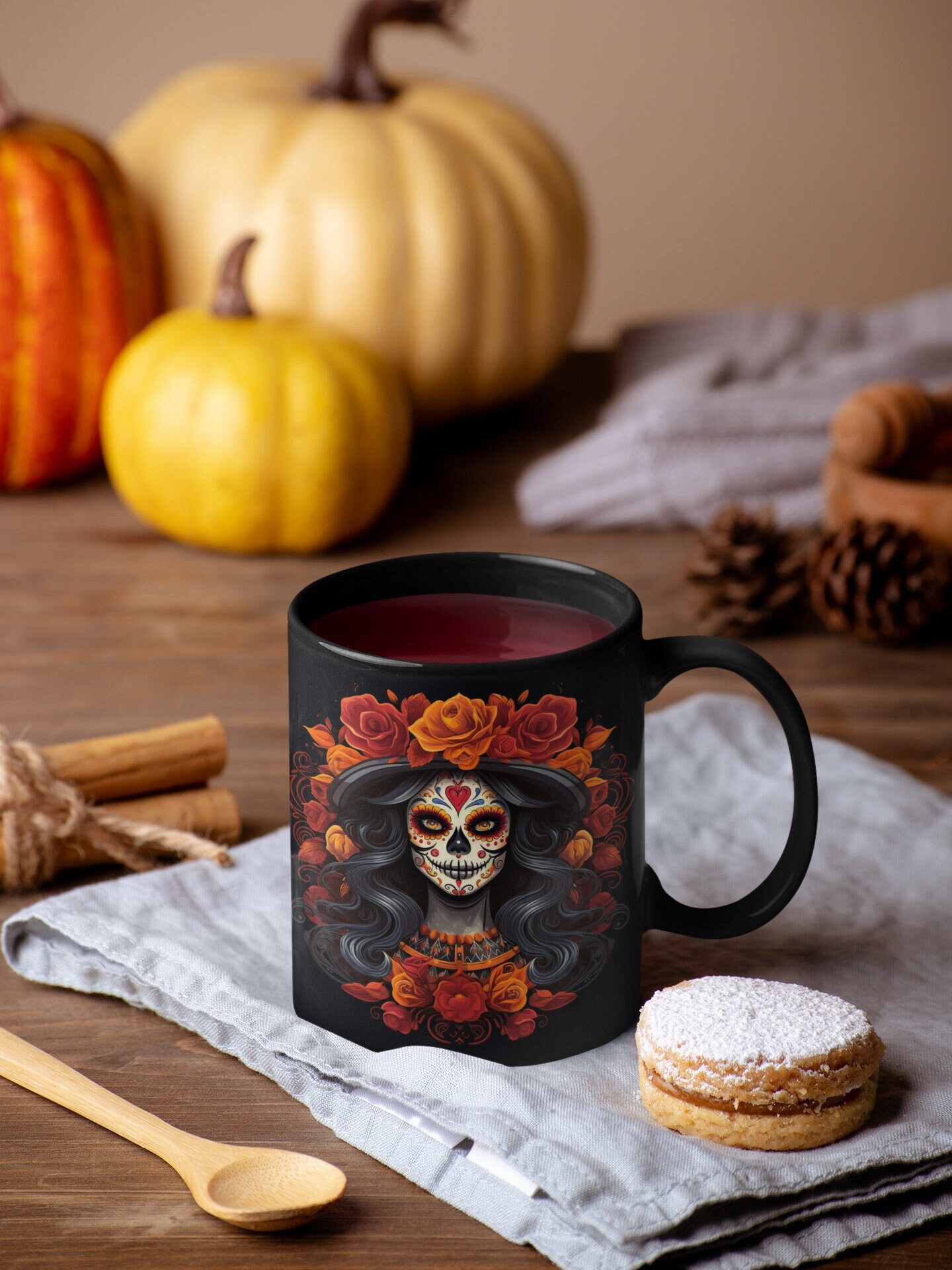 La Catrina Coffee Cup Day of the Dead Mug Skeleton Woman - Etsy