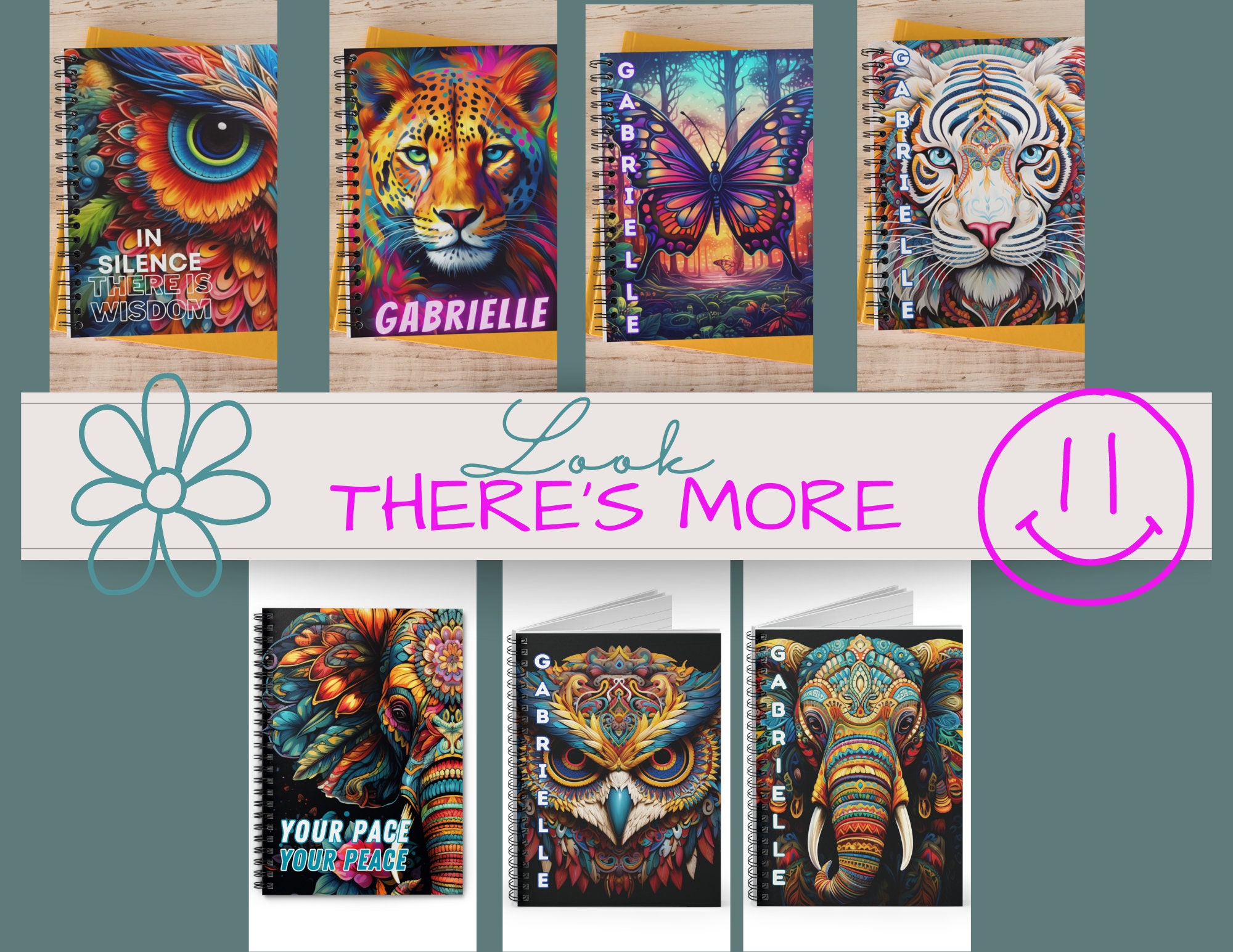 ELEPHANT MANDALA Spiral Notebook Ruled Line, Elephant Mandala Notebook ...