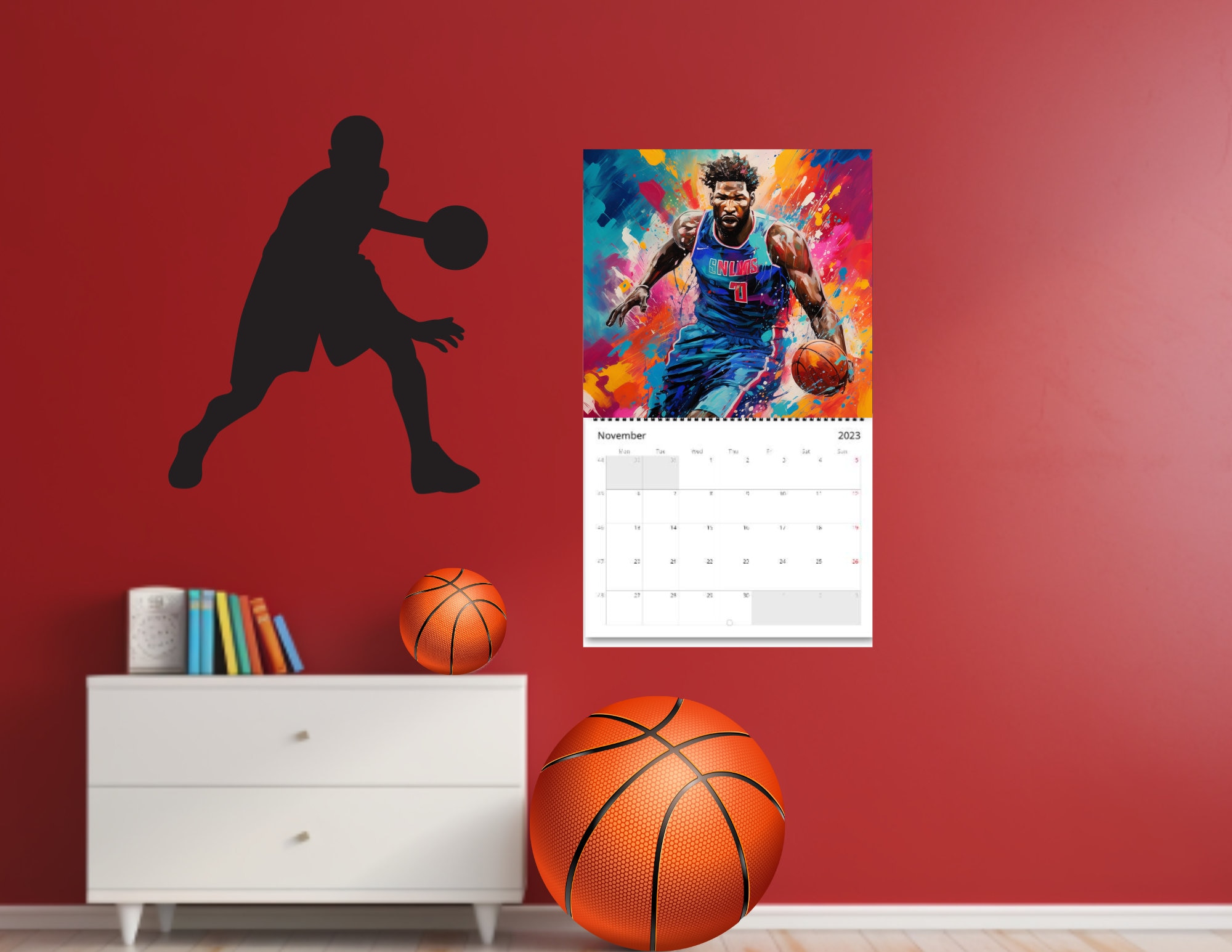 Basketball Wall Calendar 2025, Kids Basketball Calendar, Basketball ...