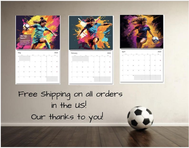Girls Soccer Calendar 2026, Girls Soccer Calendar, Soccer Gift, Soccer ...