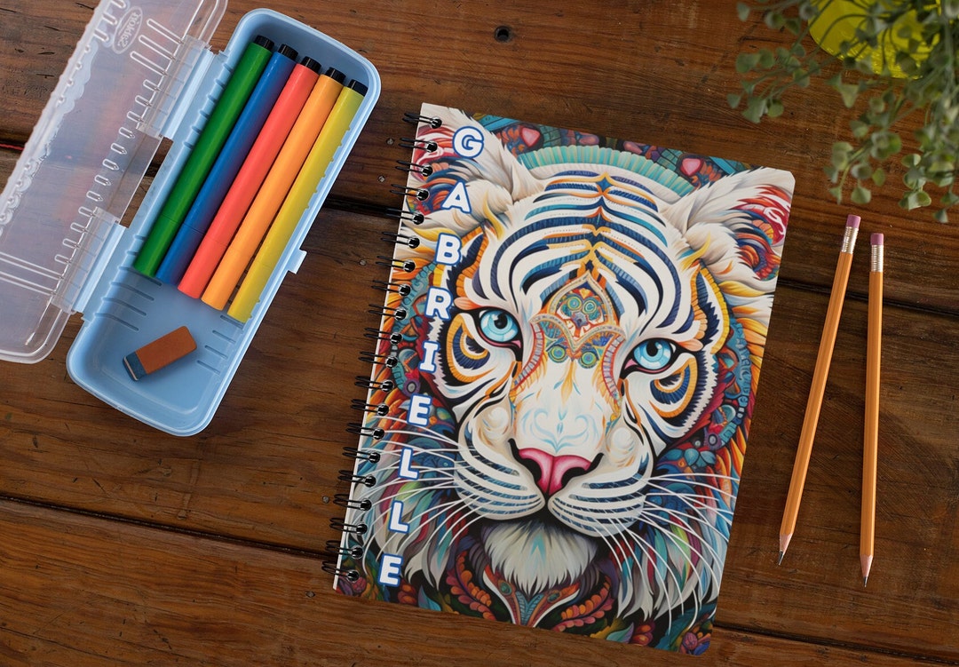 White Tiger Spiral Notebook, White Tiger Notebook, Tiger Journal, Tiger ...