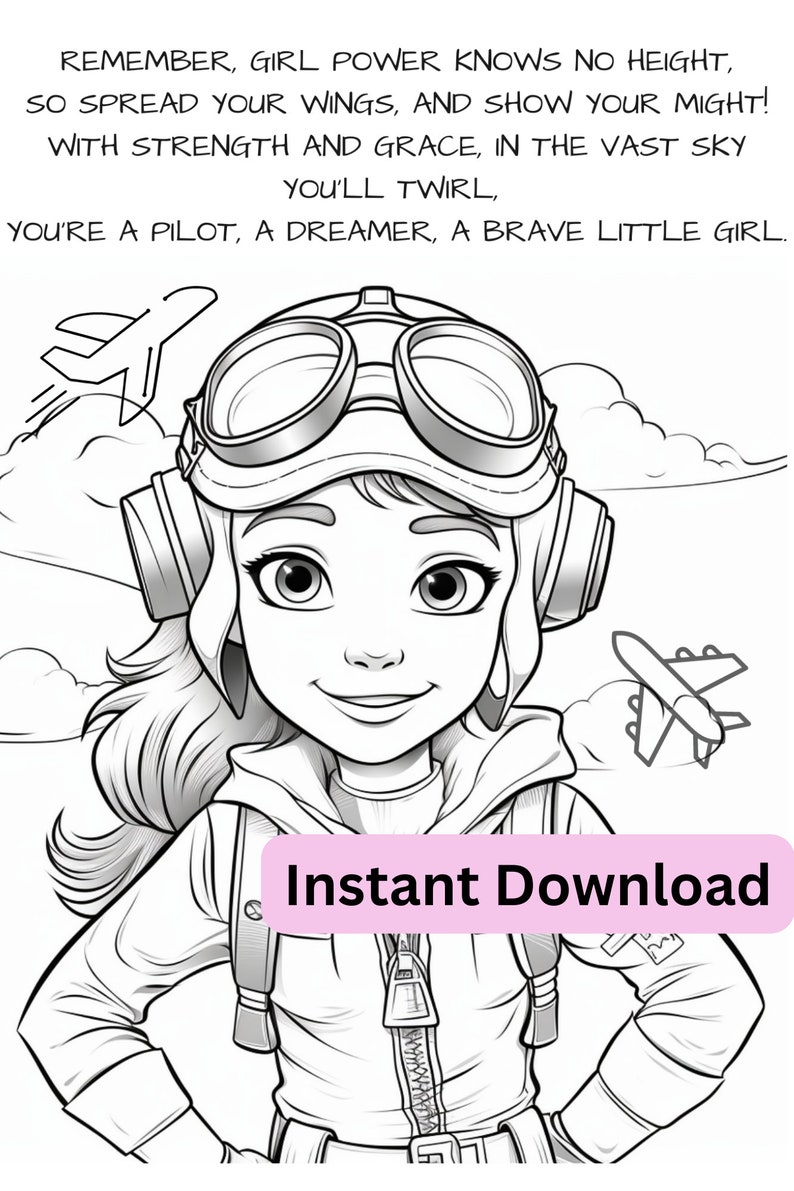 Girl Power Coloring Pages, Dream Big, Fly High Coloring Pages, Girl ...