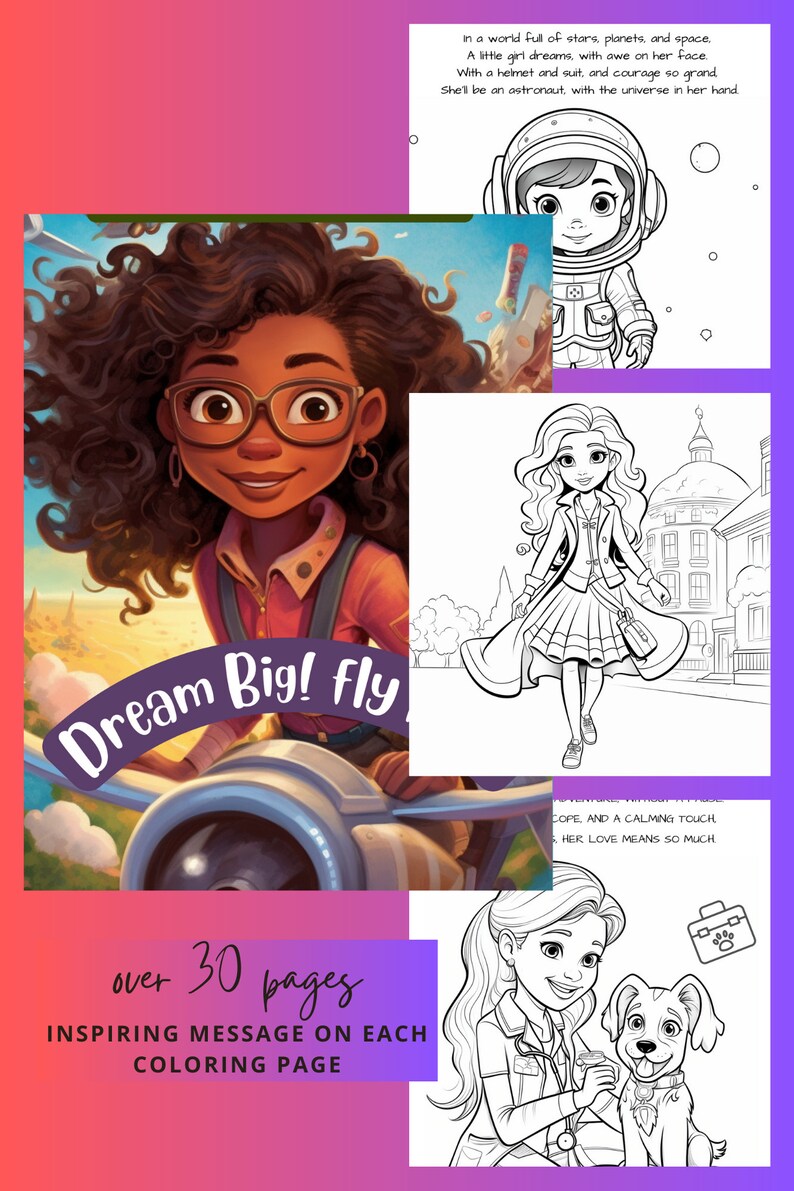 Girl Power Coloring Pages, Dream Big, Fly High Coloring Pages, Girl ...