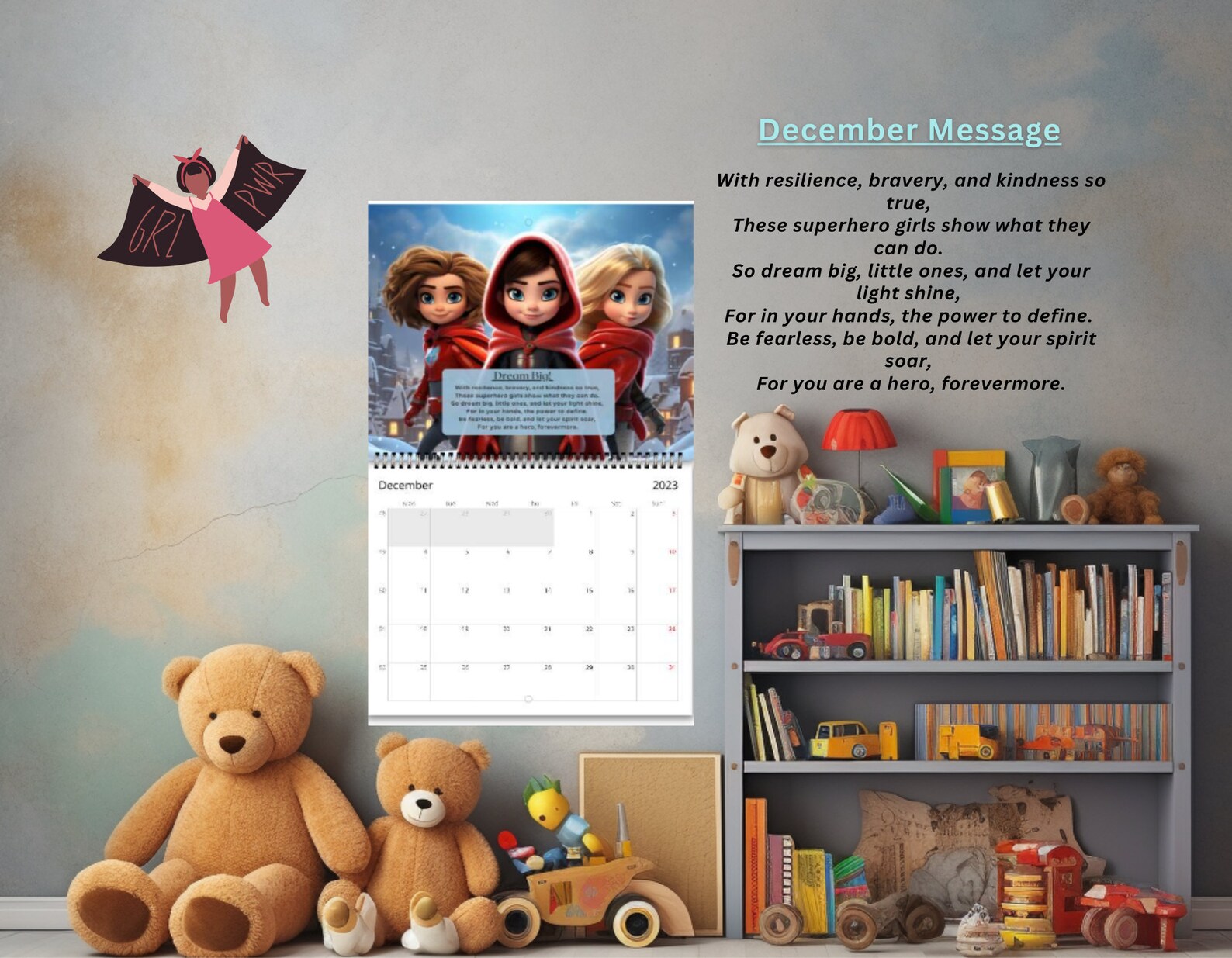 Girl Power Calendar 2025, Girls Wall Calendar, Superhero Calendar 2025 ...