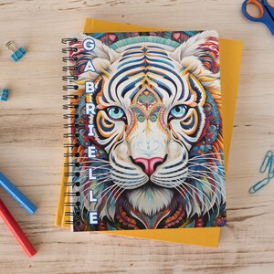 White Tiger Spiral Notebook, White Tiger Notebook, Tiger Journal, Tiger ...