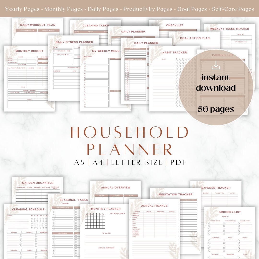 Household Planner | Adhd Planner Printable | Weekly Household | Family ...