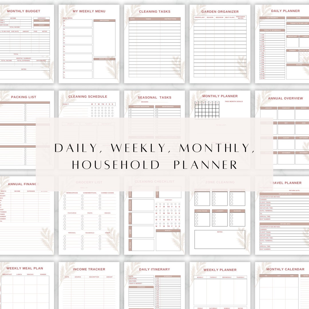 Household Planner | Adhd Planner Printable | Weekly Household | Family ...