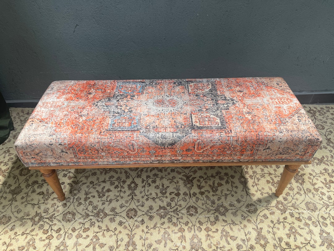 Foot Stool Ottoman, Turkish Rug Bench, Long Seat, Upholstered Bench ...