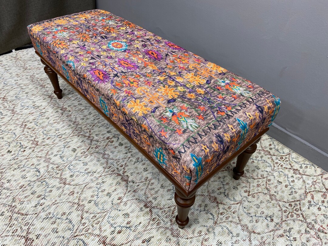Upholstered Rug Bench, Ottoman Bench, Footrest Bench, Handmade ...